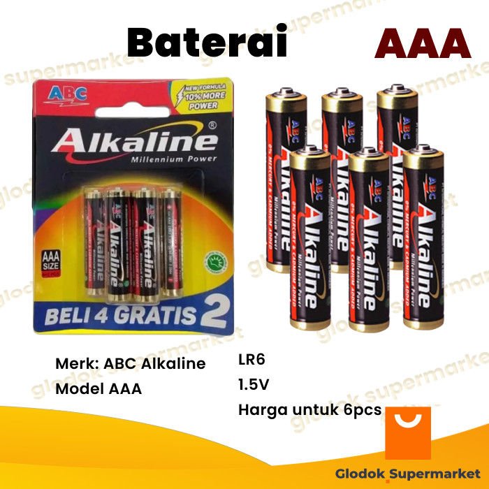 Baterai AAA ABC Alkaline 6 pcs Batu Batre A3 Battery | Lazada Indonesia
