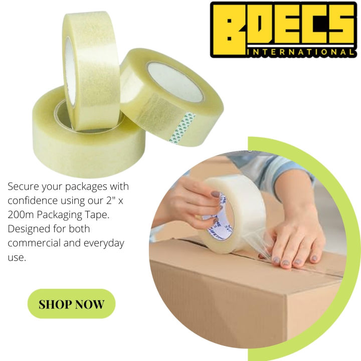 Premium Heavy-Duty Packaging Tape 2" x 200m – Extra Strong Adhesive for ...