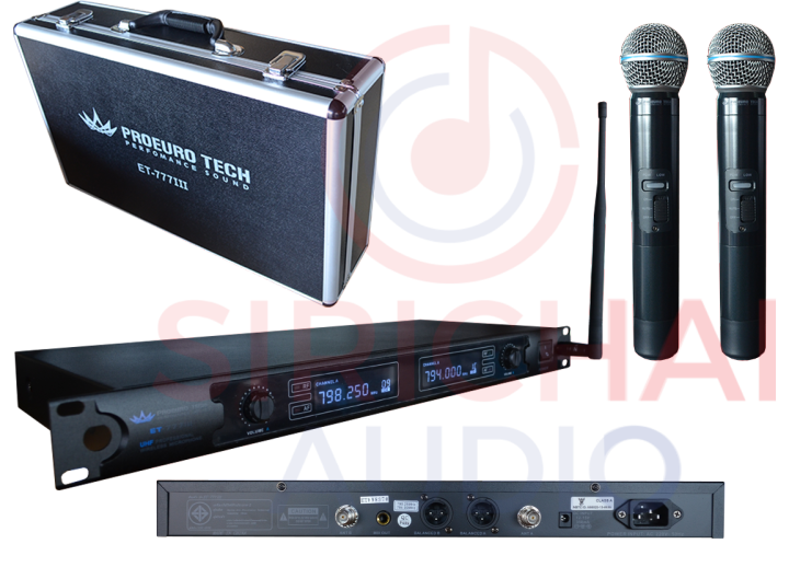ไมค์ลอยคู่ PROEUROTECH รุ่น 777III (mark3) ไมค์ลอยอลูมิเนียมแบบคู่ UHFแท้ หน้าจอLED ย้ายเสาได้ ...