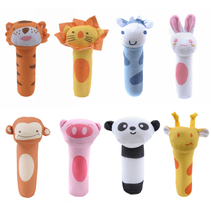 Cartoon Squeak Sound Dog Toy Stick For Baby Soft Rattle Ring Bell Toys ...