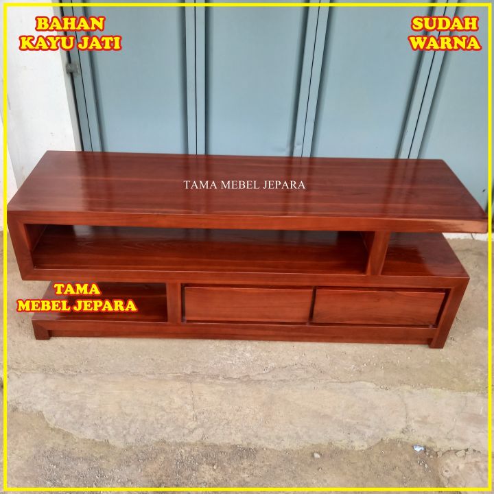 meja tv retro kayu jati model S, rak tv minimalis termurah | Lazada ...