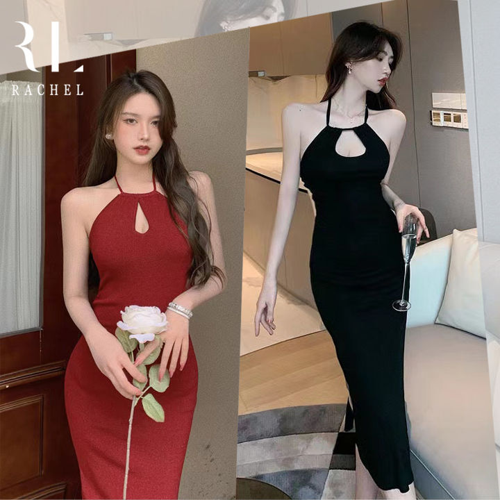 🎀RACHEL STUDIO🎀 ชุดเดรสราตรีโชว์หลังยาวรัดรูป เดรสคล้องคอเซ็กซ๊่ราคา ...