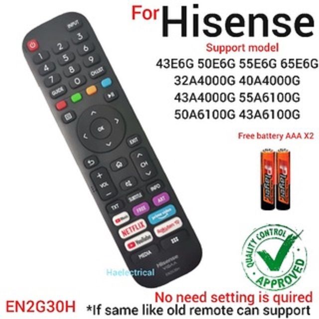 Hisense smart tv remote control EN2G30H 43E6G 50E6G 55E6G 65E6G32A4000G ...