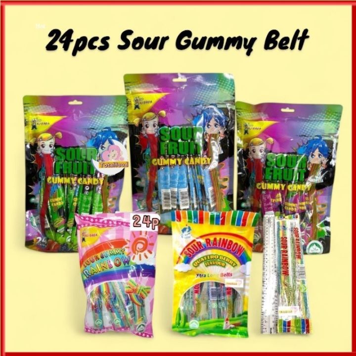 24pcs Ali Sour Fruit Gummy Candy / Sour rainbow belt (halal) | Lazada