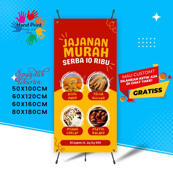 Cetak Spanduk Banner Jualan Risol Telur Gulung Pisang Coklat Pentol MMT ...