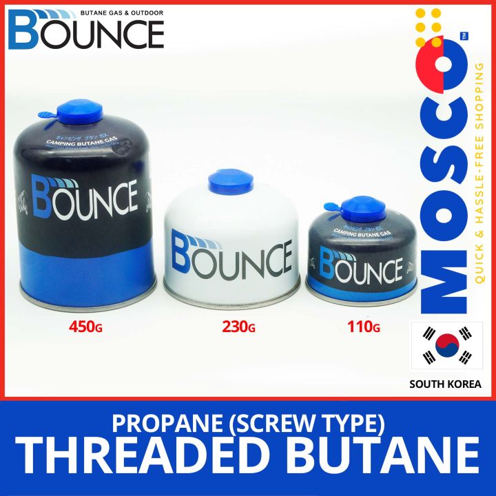 BOUNCE CAMPING BUTANE GAS 110G 230G 450G SCREW TYPE CANNISTER THREADED ...