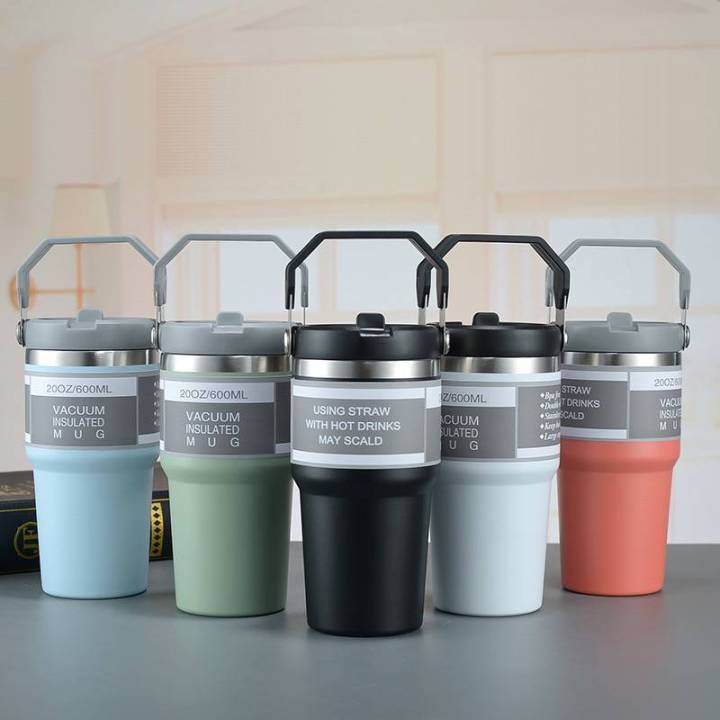 แก้วเก็บความเย็น แบบใหม่มีที่จับ หูหิ้ว แก้วกาแฟ แก้วสแตนเลส304 ขนาด600ml/20oz | Lazada.co.th