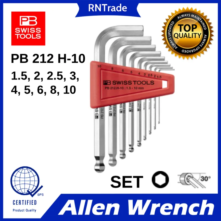 PB Swiss Tools PB Baumann PB 212 H-10 Key L-wrenches with ball point, set in a practical plastic ...