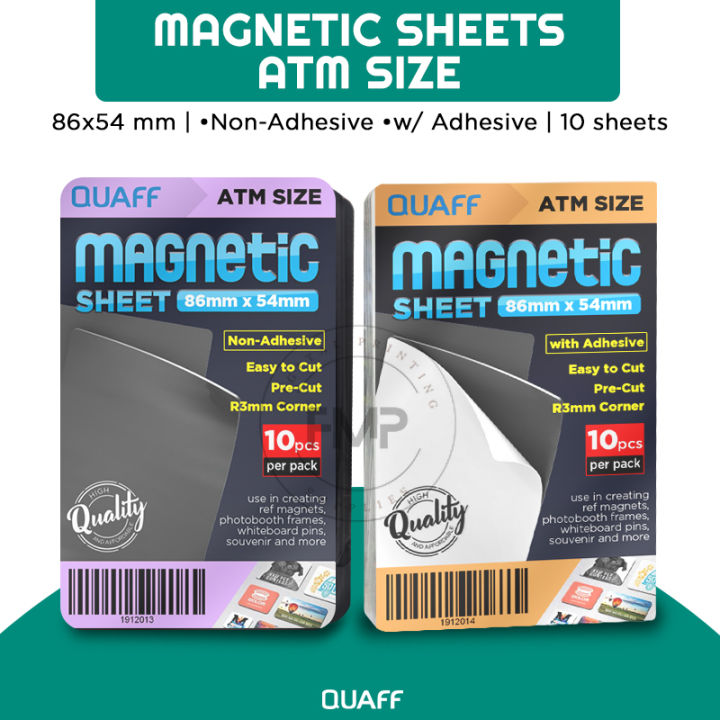 FMP QUAFF Magnetic Sheet with Adhesive and NON- Adhesive ATM Size for DIY Ref Magnet 86by54mm ...