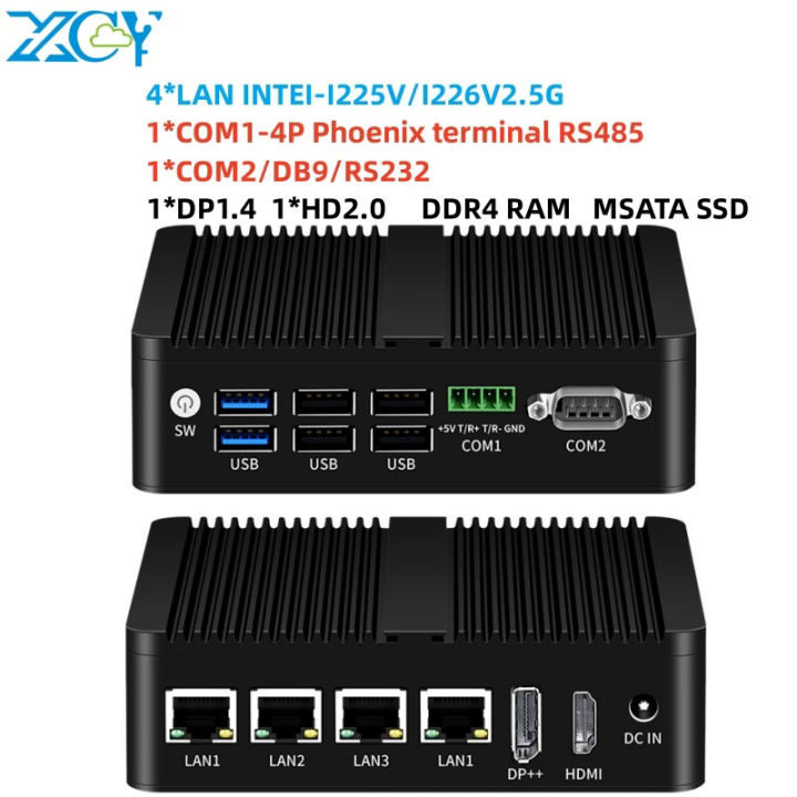 4 LAN Mini PC In N100 2*COM RS485 RS232 Firewall Router DDR4 in ...