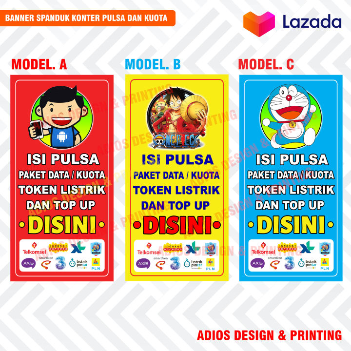 BANNER SPANDUK KONTER PULSA DAN KUOTA GAMBAR KARTUN | Lazada Indonesia