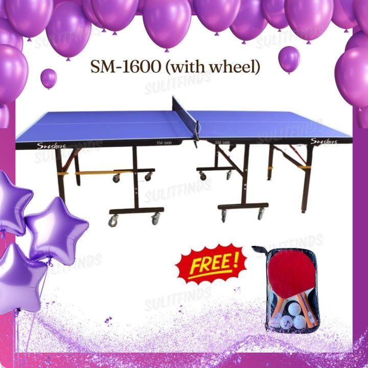 Smashers 16mm Ping Pong Table Tennis Table with Free Racket And Ball ...