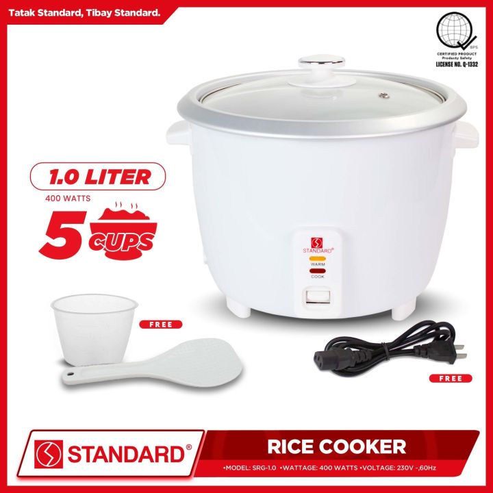 Standard Rice Cooker 1 Liter 5 Cups Rice with Measuring Cup & Rice ...