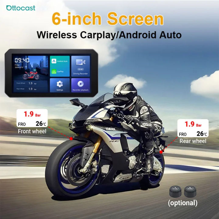 Ottocast 6 Inch Motorcycle Display Wireless CarPlay Android Auto ...