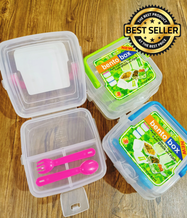 Bento Box / Lunch Box with Handle For Kids with 4 Dividers For Food ...