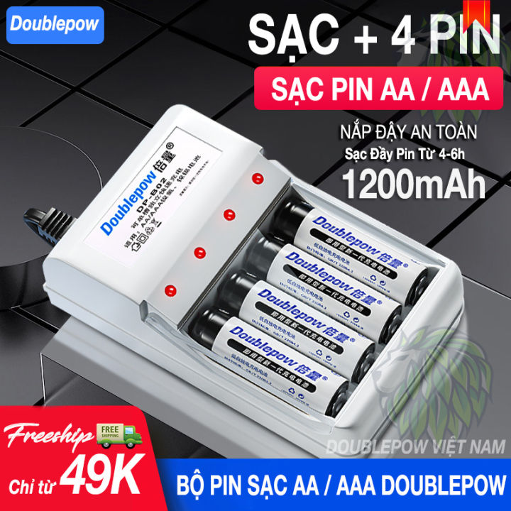 Bộ sạc pin AA/AAA DB02, Pin AA 1200mah Doublepow (hàng chính hãng) Pin ...