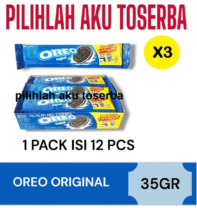 Biskuit Oreo Original Krim Vanilla 12 x 27 gr MENJADI 35 GR ( HARGA ...