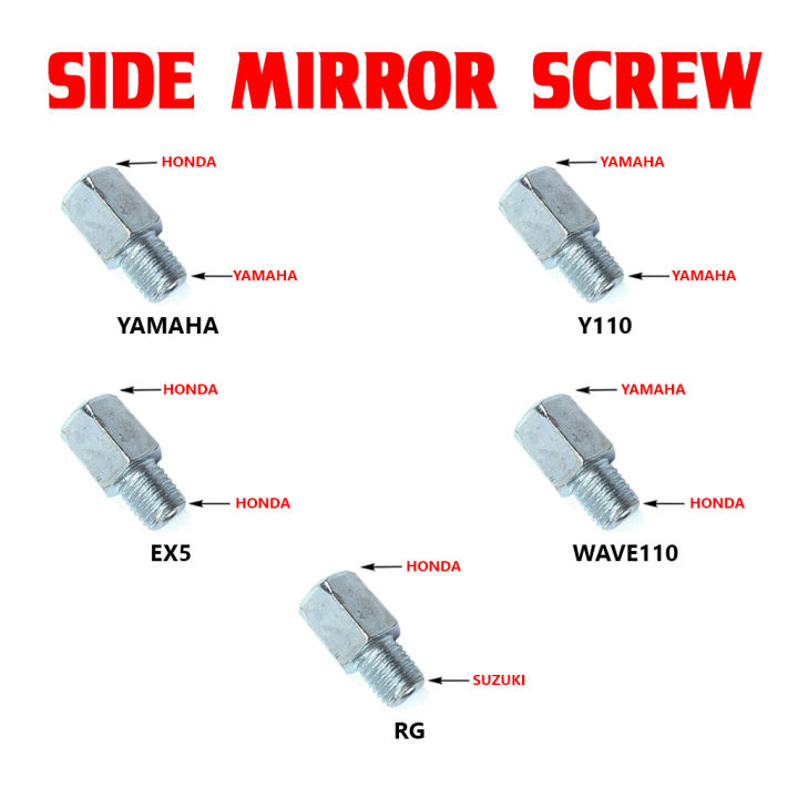 SIDE MIRROR MOTORCYCLE SIDE MIRROR ADAPTER BOLT SCREW HONDA YAMAHA Y110 ...