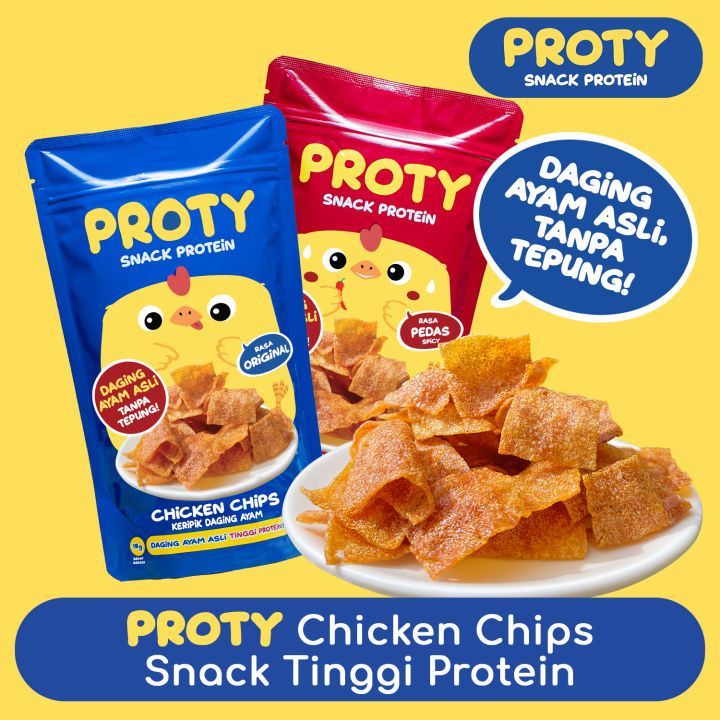 PROTY Chicken Chips 18g - Keripik Daging Ayam Krispi - Snack Cemilan Protein | Lazada Indonesia