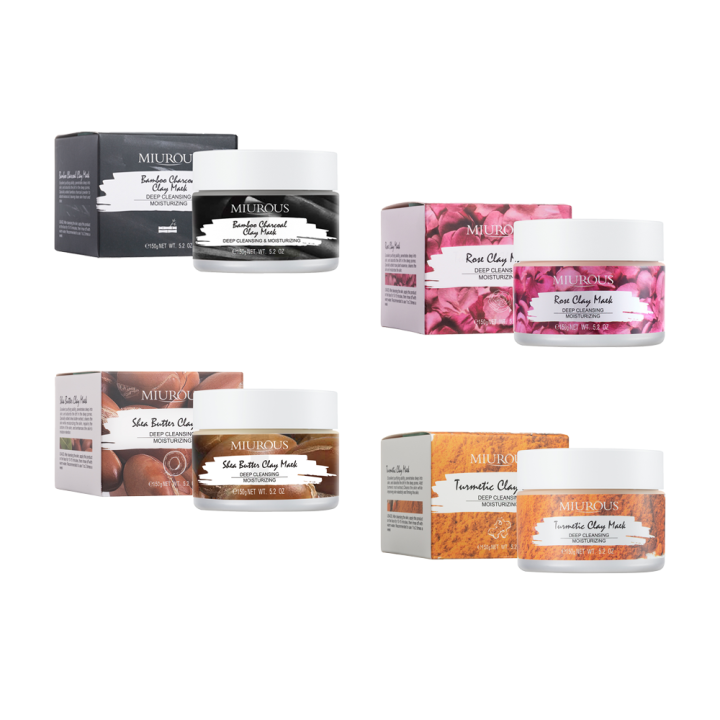 Miurous Clay Mask Bamboo, Rose, Shea Butter, Turmeric, Deeply cleanse ...