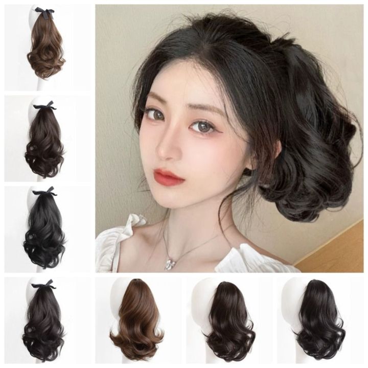 AN249 หยิกหยักศก วิกผมหางม้า หยักเป็นคลื่น การต่อผม ที่หนีบผมหางม้า อุปกรณ์เสริมผม สีน้ำตาลสี ...