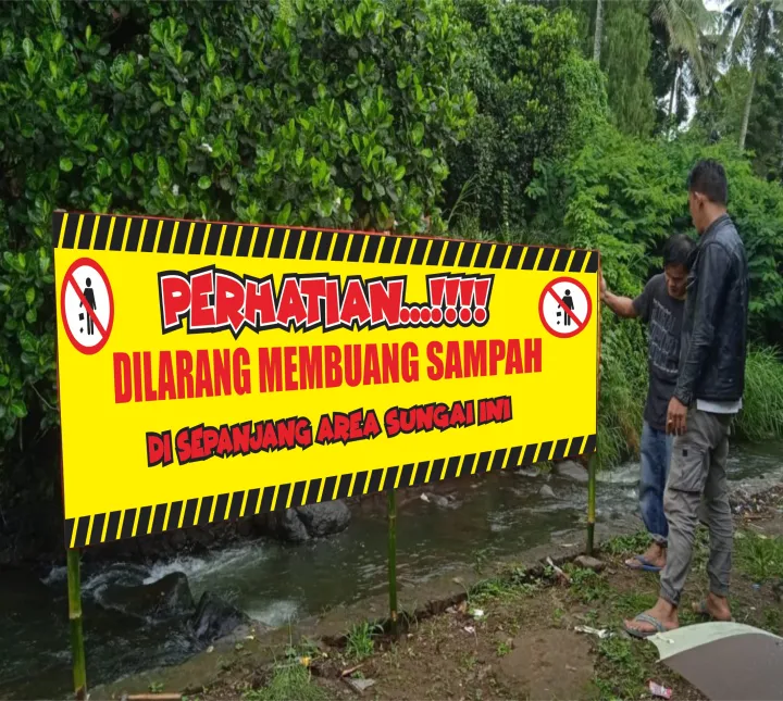 Banner dilarang buang sampah/dilarang buang sampah disungai/ banner ...