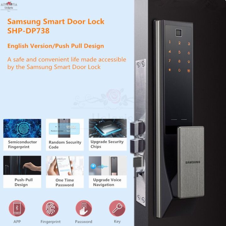 SAMSUNG Smart Fingerprint Digital Doorlock SHP-DP738 Security Automatic Electronic Home Lock ...