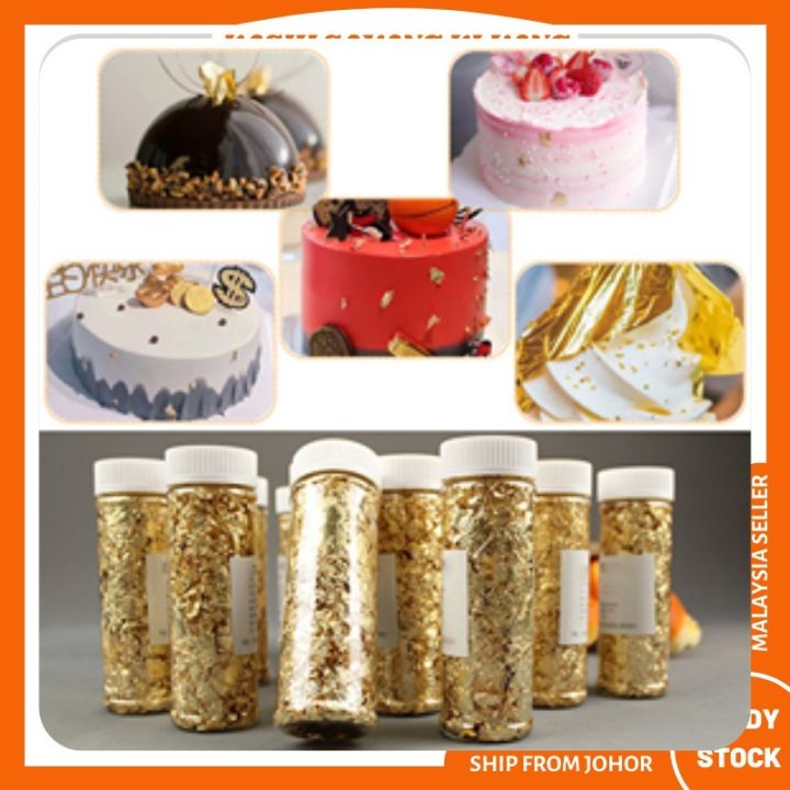 24K Genuine Edible Grade Gold flake Leaf Schabin Flakes Decorate Cake ...