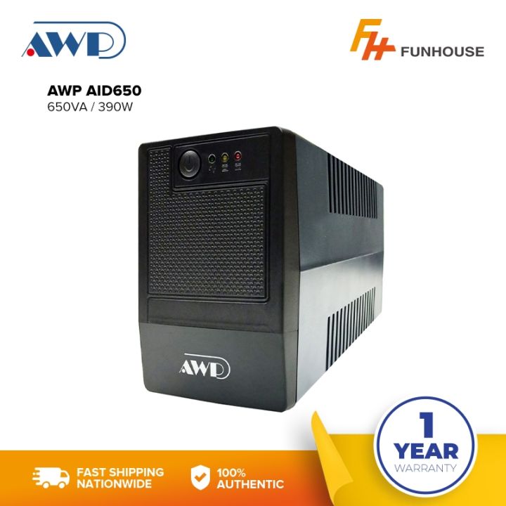 AWP AID650 Aide 390W-650VA UPS with AVR Uninterruptible Power Supply (4 ...