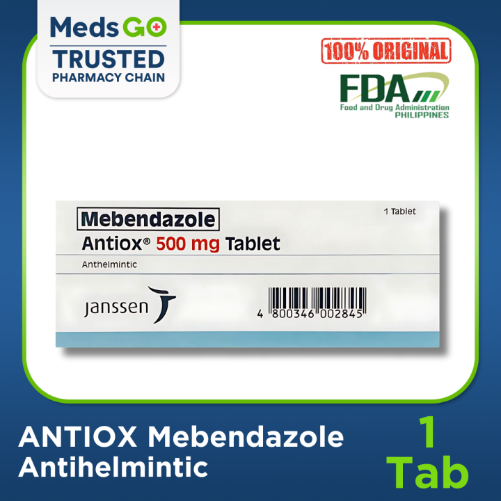 ANTIOX 1 Tablet Mebendazole 500mg - Antihelmintic for Human, Deworm ...