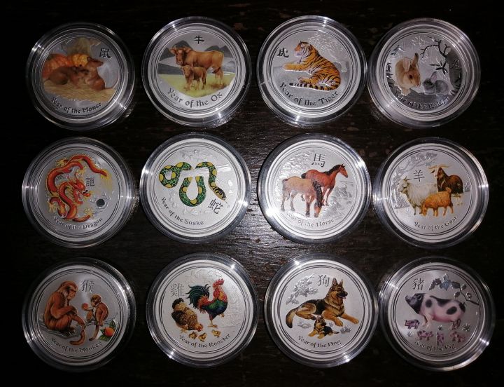 (Complete Set of 12 Coins) Perth Mint Australia Lunar Series II 1/2 oz ...