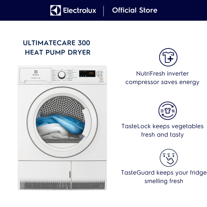 Electrolux EDH804H3WB UltimateCare 300 Heat Pump Dryer with 2 Years ...