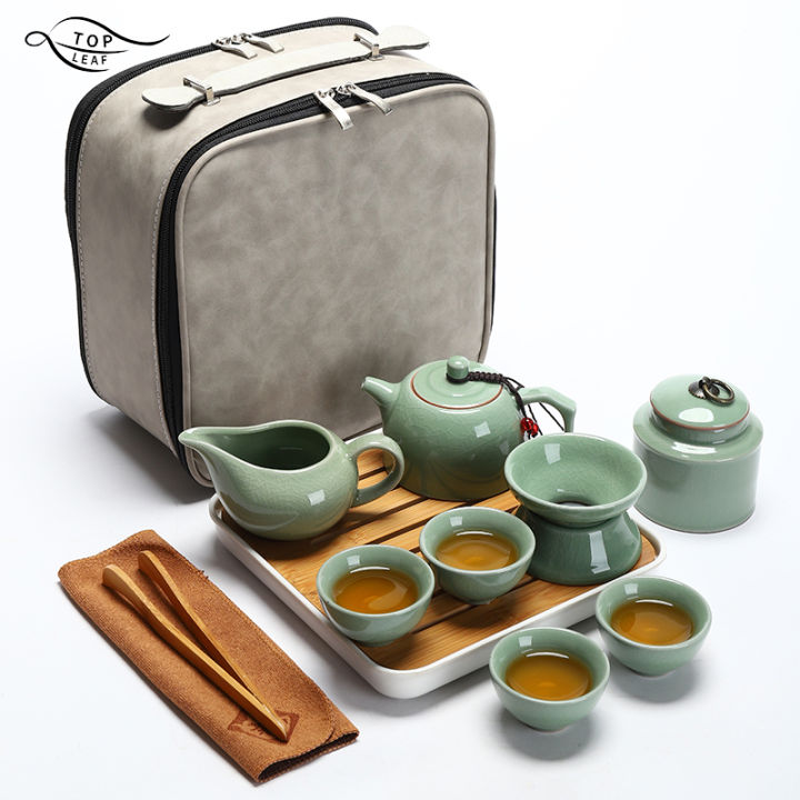 【TOP LEAF】 [In stock] Portable Travel Ceramic Porcelain Kung Fu Chinese ...