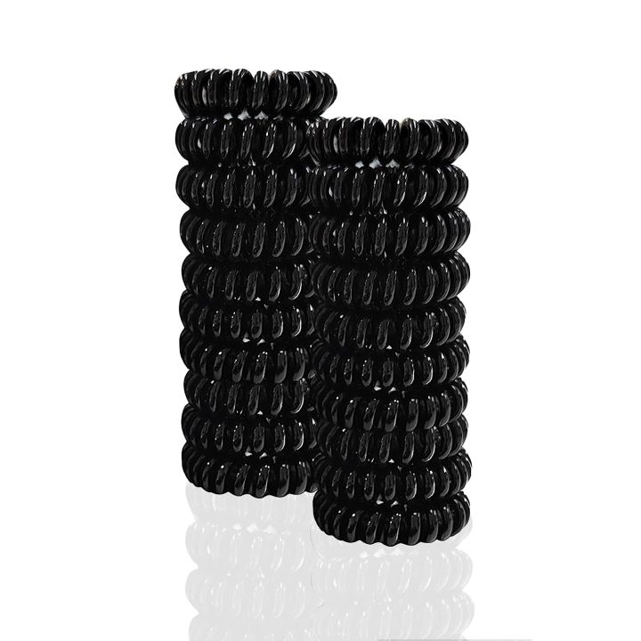 1 set of 12 pcs of Simple Black Spiral Hair Ties, Coil Hair Ties, Phone ...