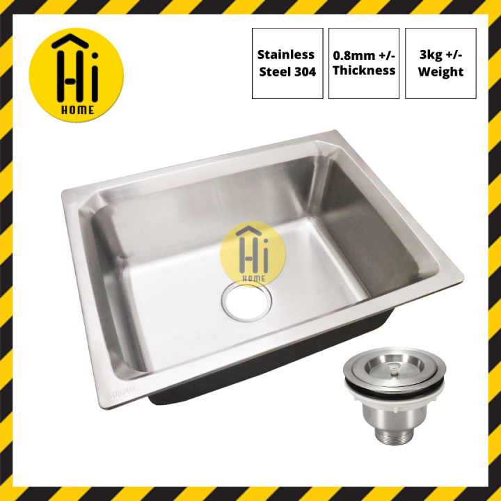Stainless Steel 304 Single Bowl Kitchen Sink 600MM X 450MM X 230MM | Lazada