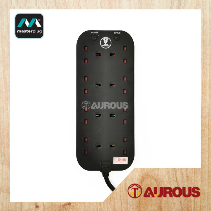 MASTERPLUG EXTENSION LEAD SURGE PROTECTED POWER SOCKET 2M X 8 GANG ...