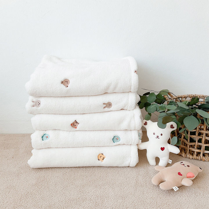 Ins style Korean baby blanket cute bear rabbit embroidered baby Soft ...