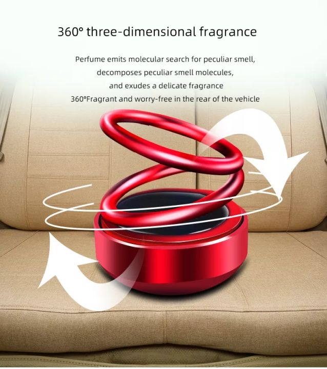 【DQRGO】Solar Energy Car Perfume Double Ring 360 ° Rotation Aromatherapy ...