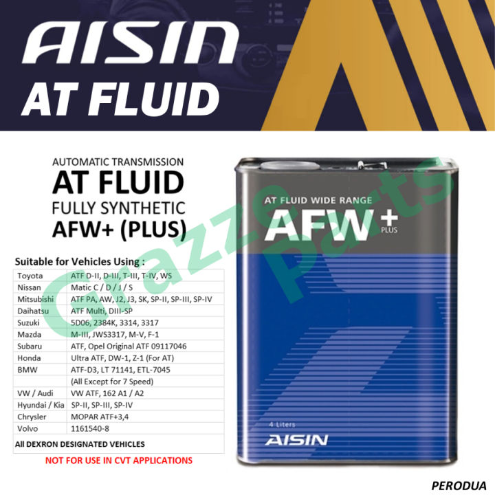 (4L) AISIN Fully Synthetic ATF AFW+ Automatic Transmission Fluid Perodua Myvi Viva Kancil ATD D ...