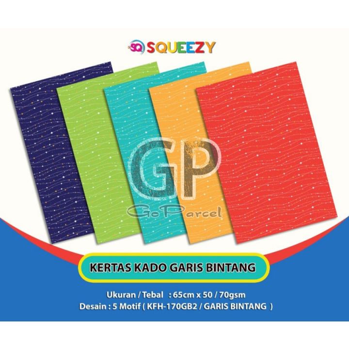 ( 5 Lembar ) STARS SQ - KERTAS KADO DOFF GIFT WRAPPING GARIS BINTANG ...