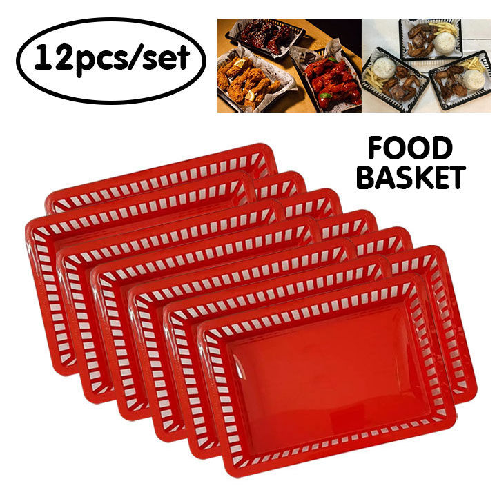 12pcs/set Rectangular Serving Food Basket Hamburger Dinner Plates Set ...