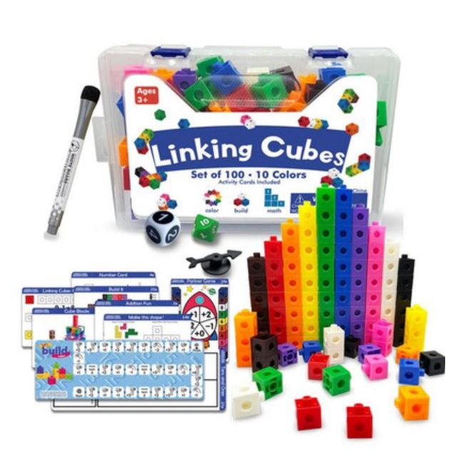 Linking Cubes Set of 100 Mathlink Colourful Building Blocks With ...