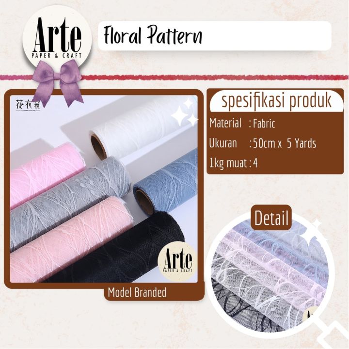 1 Roll Floral Pattern Buket Bunga Mesh Jaring Bouquet Wrapping Kain ...