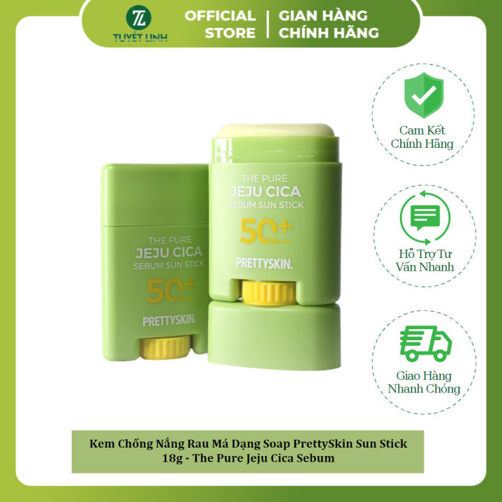 Kem Chống Nắng Rau Má PrettySkin Sun Stick 18g - The Pure Jeju Cica ...