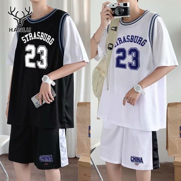 Hanlu ชุดนักเรียน เด็กชาย 13-15 ปี เสื้อกีฬาบาสเก็ตบอล เสื้อยืดแขนสั้น ...