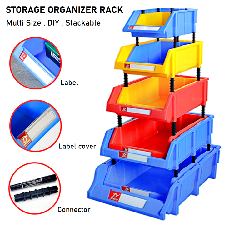 Stackable Plastic Storage Box Container Multi Layer Basket Shelf Heavy ...