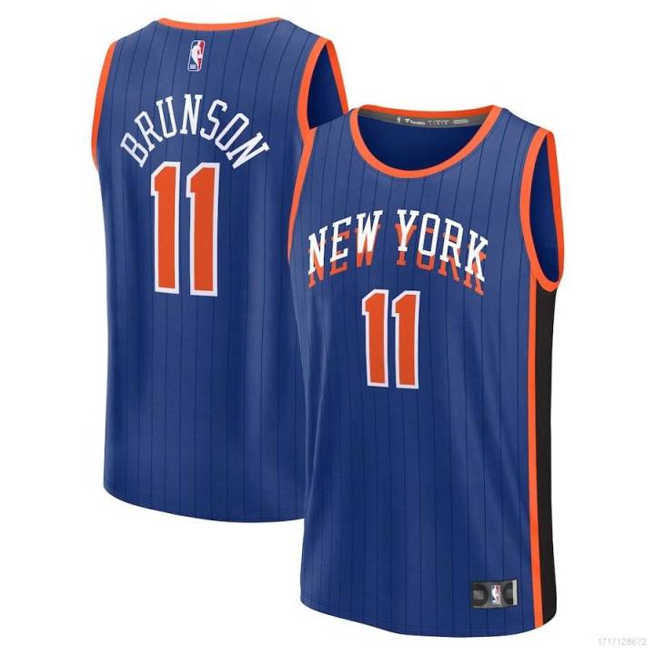 LZ61 เสื้อกีฬาบาสเก็ตบอล ขนาดใหญ่ ลายทีม New York Knicks Jalen Brunson ...