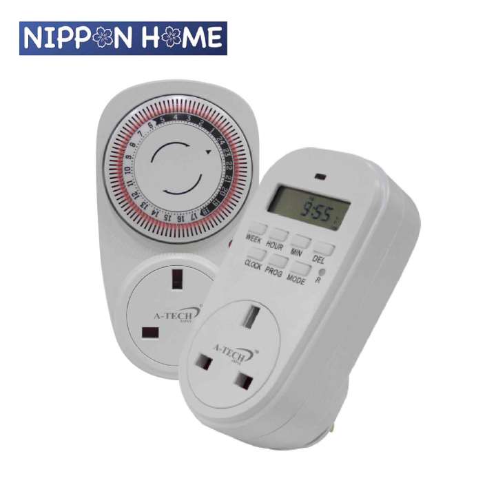 [Electrical] A-Tech Auto On/Off at Preset Time 24 Hours Plug-In Timer ...