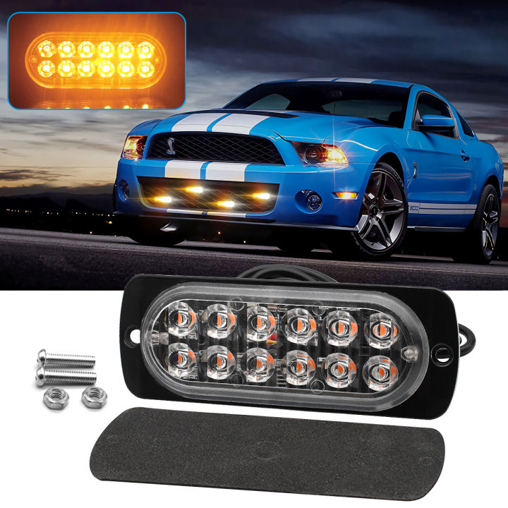 2Pcs Car Truck Amber LED Light Bar 12V Side Turn Indicator Warning Lamp ...