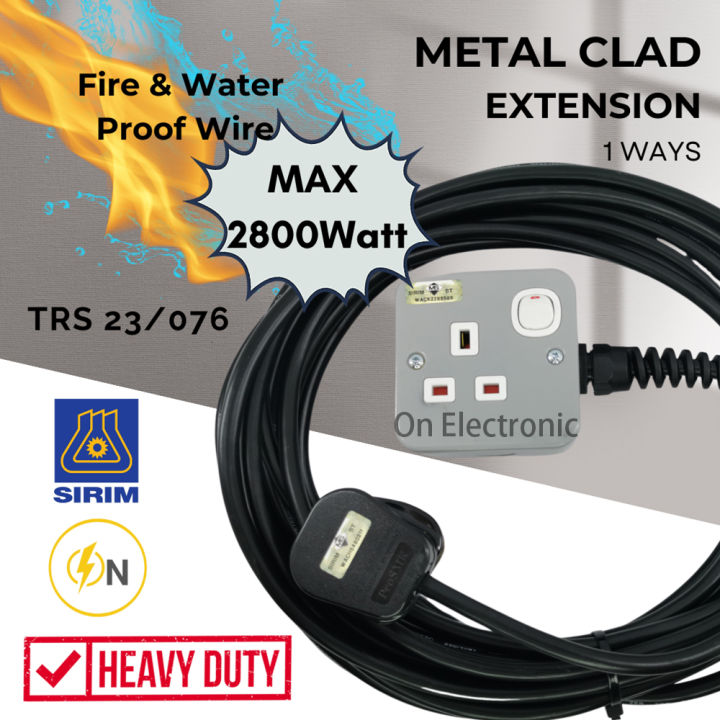 1 GANG 13amp Metal Clad HEAVY DUTY TRAILING SOCKET EXTENSION SOCKET 3/6 ...
